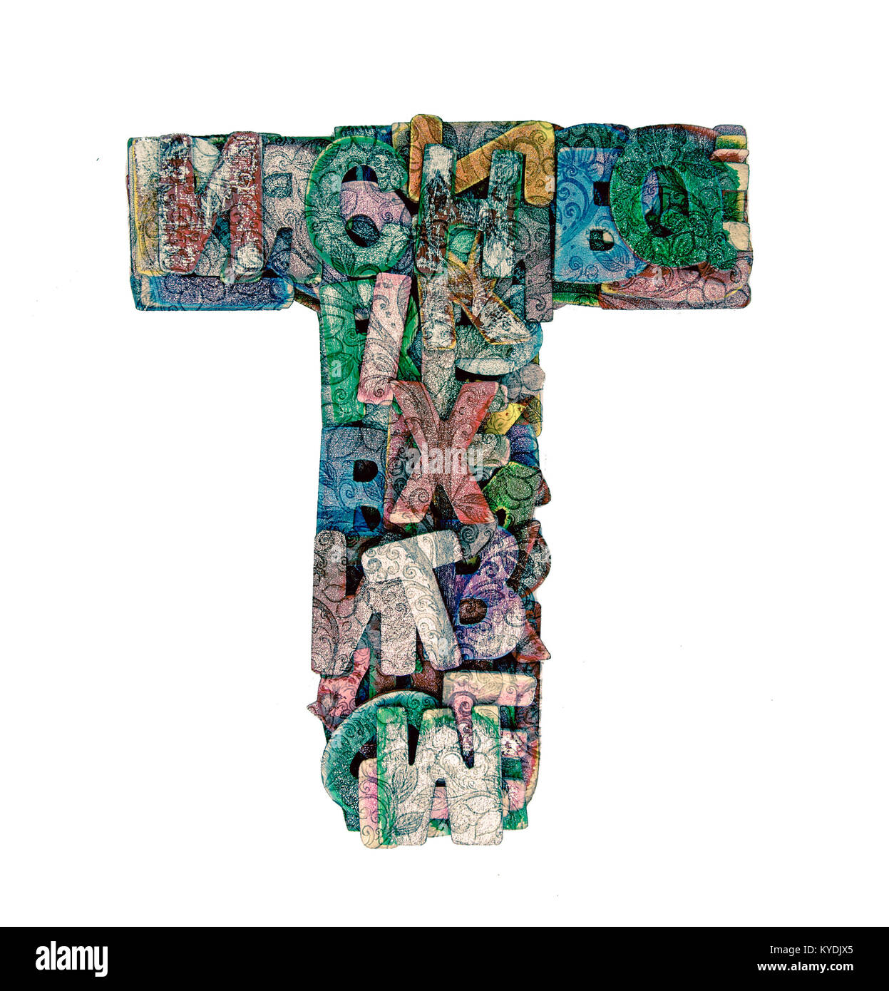 lots of small wooden letters to make up the letter T Stock Photo - Alamy