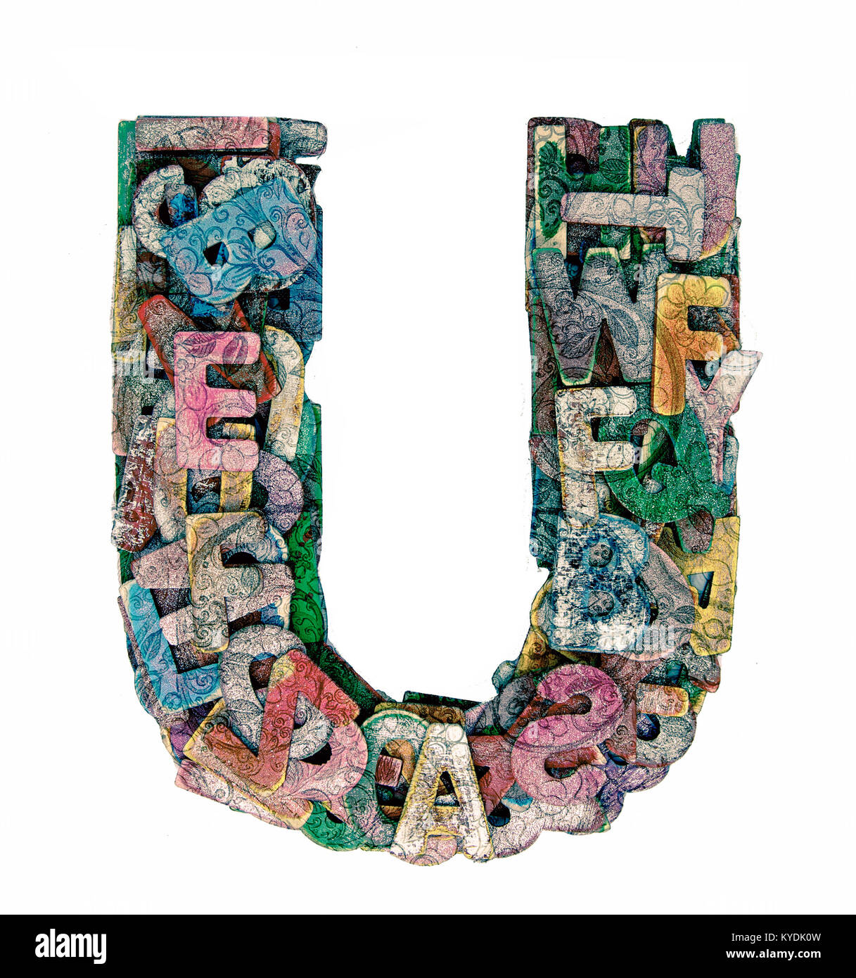 lots of small wooden letters to make up the letter U Stock Photo - Alamy