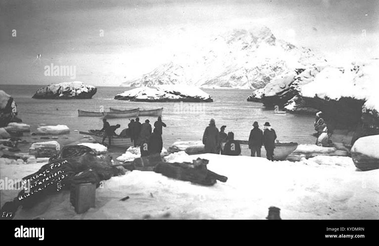 Photograph from January 1910 showing survivors of the steamship ...
