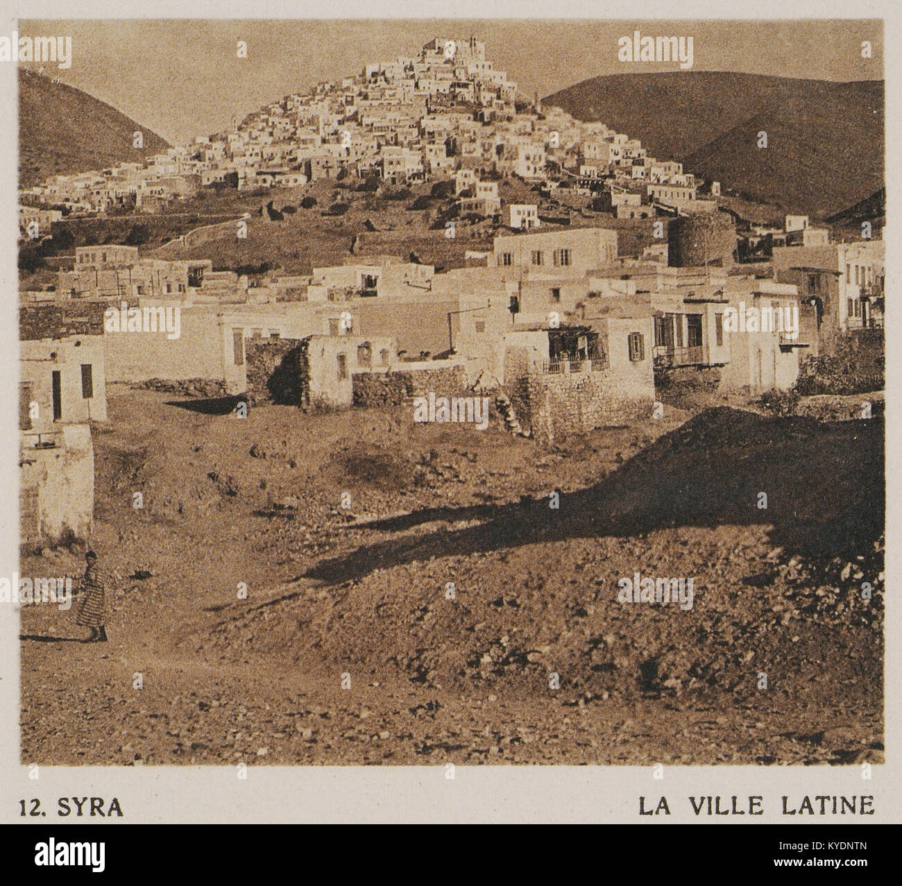 This image depicts the city of Syra, known for its Latin architecture ...