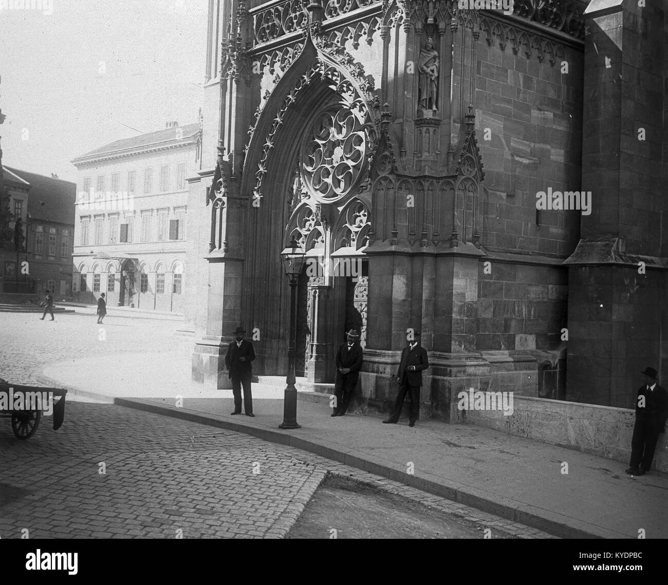 This historical image features the Mátyás Temple in Budapest, Hungary ...