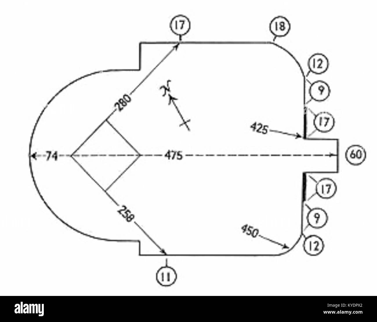 Diagram of the T&T Polo Grounds in 1951, showing the layout, field ...