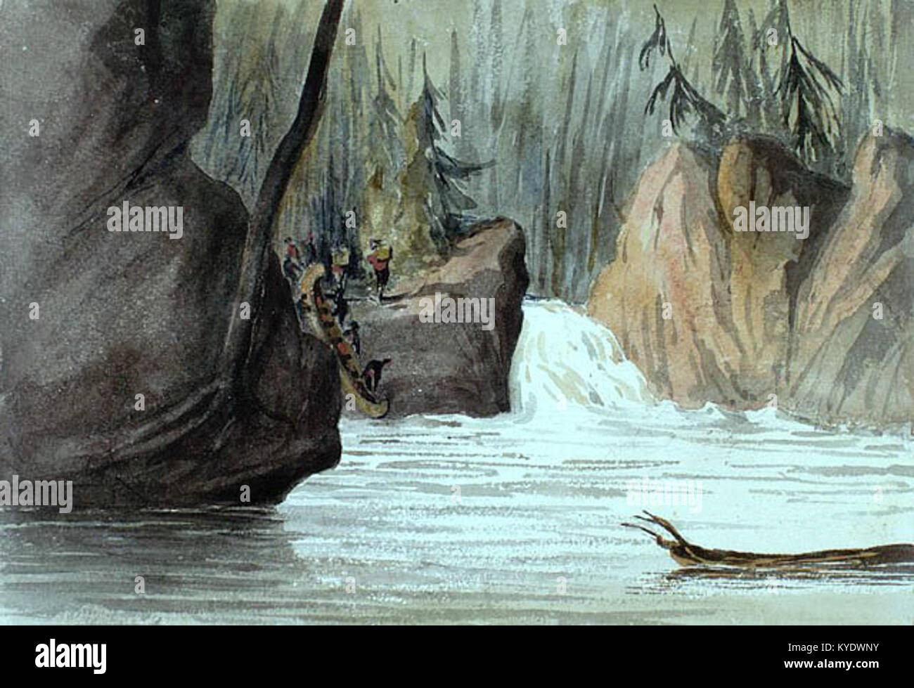 Talon Fall and Red Granite rocks near Lake Nipissing, 1838 Stock Photo ...