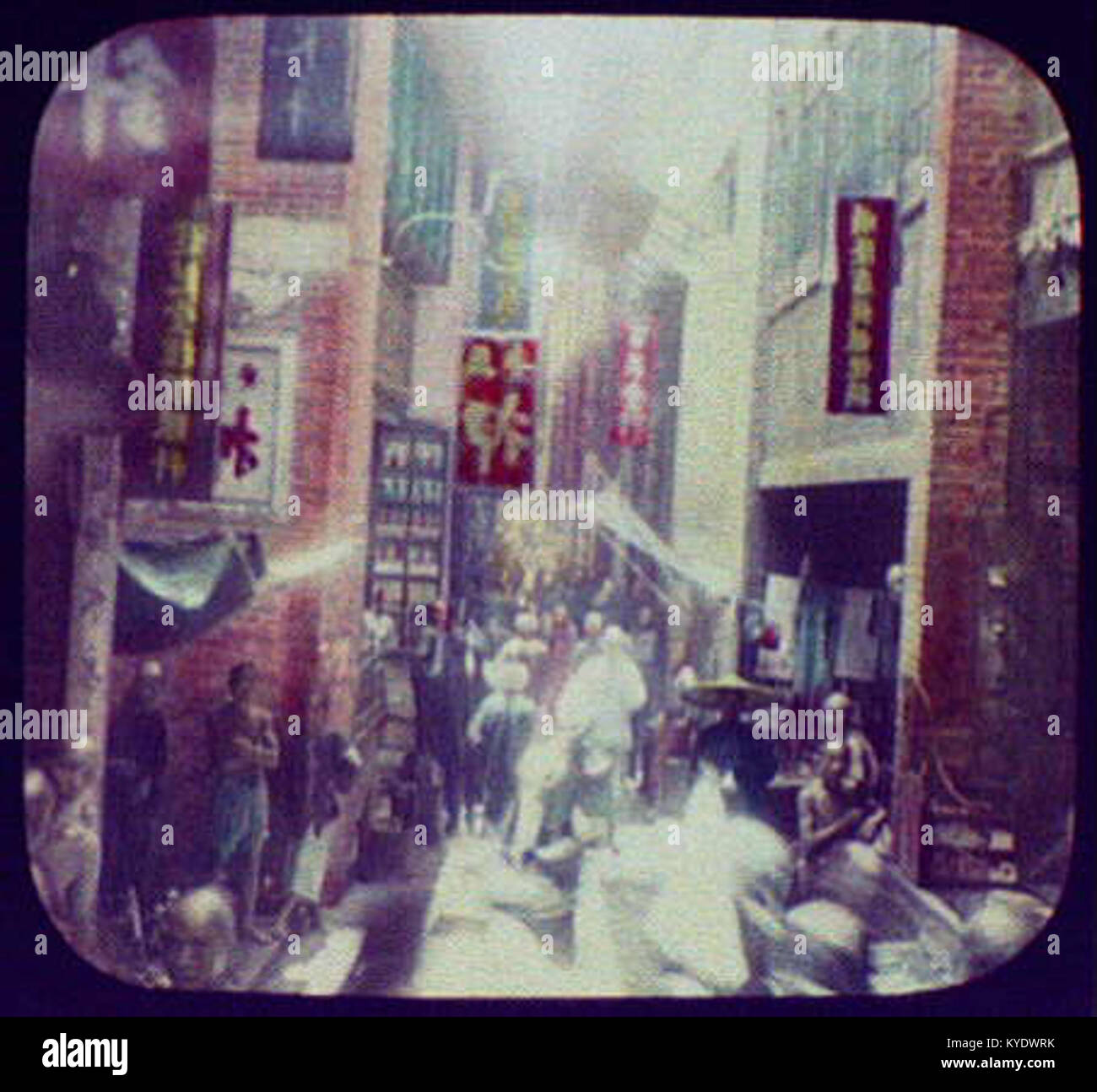 A historical photograph of Tang-Lang Street in Canton, China, capturing ...