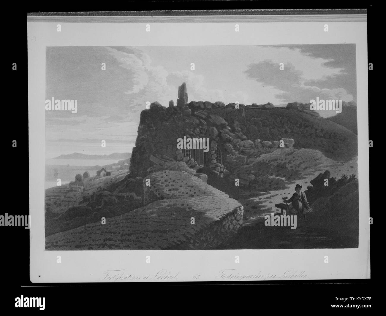 The drawing of fortifications at Larkollen in Norway depicts historical ...