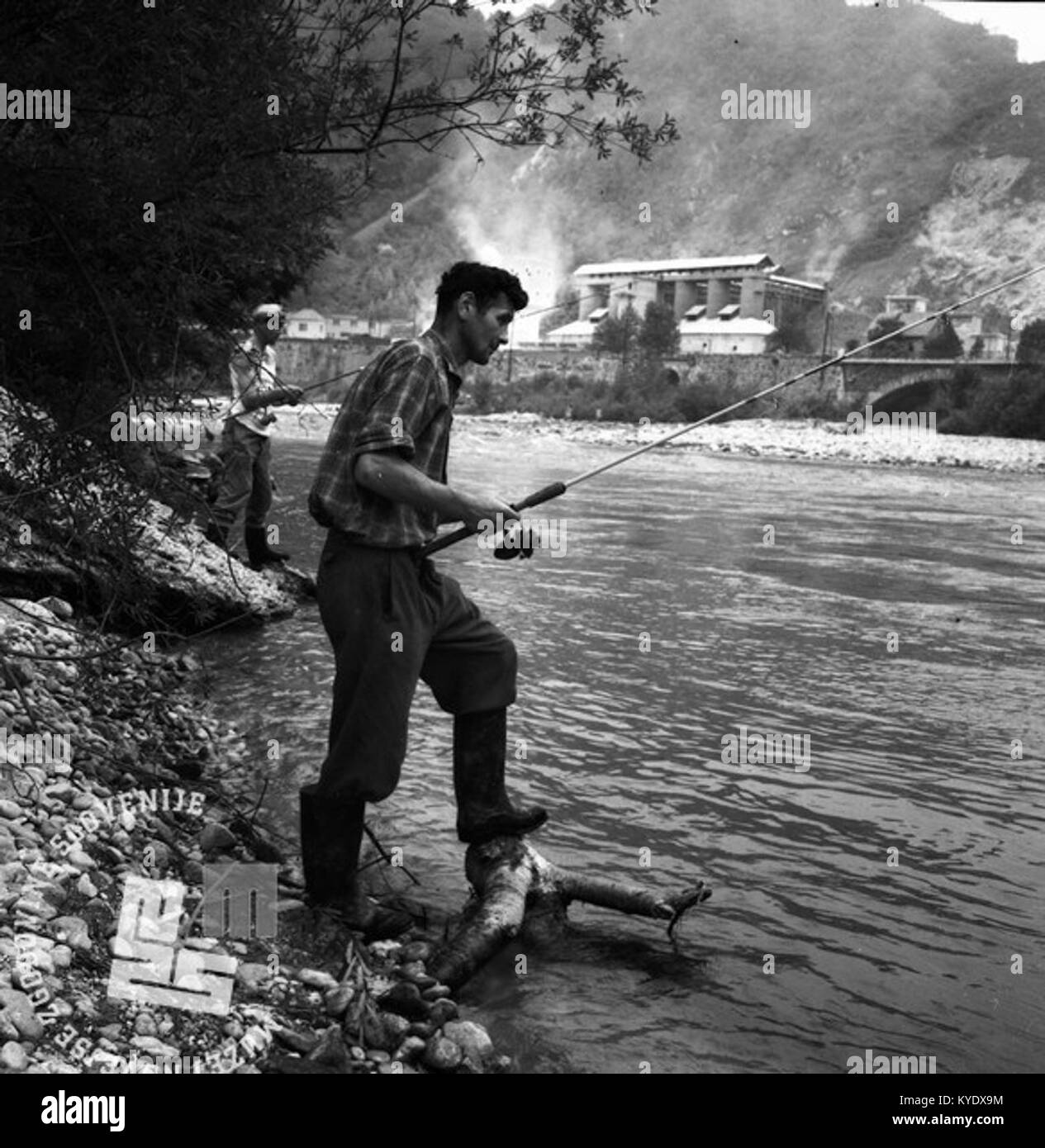A 1965 photograph showing a fishing competition of miners from Zagorje ...