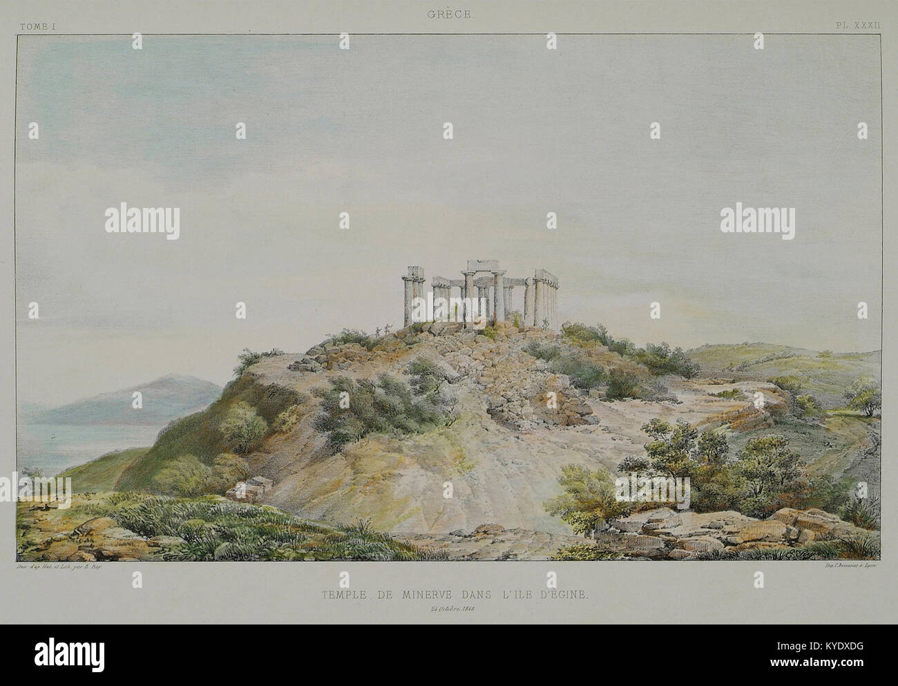 The Temple of Minerva on the island of Aegina, depicted in this 1867 ...