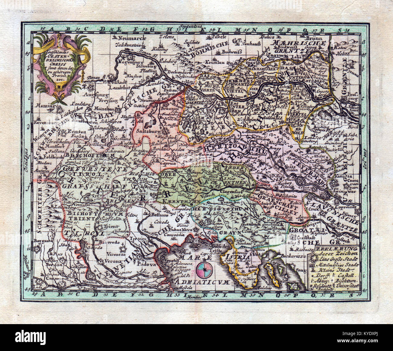 A map from 1723 illustrating the territories of the Austrian Empire and ...