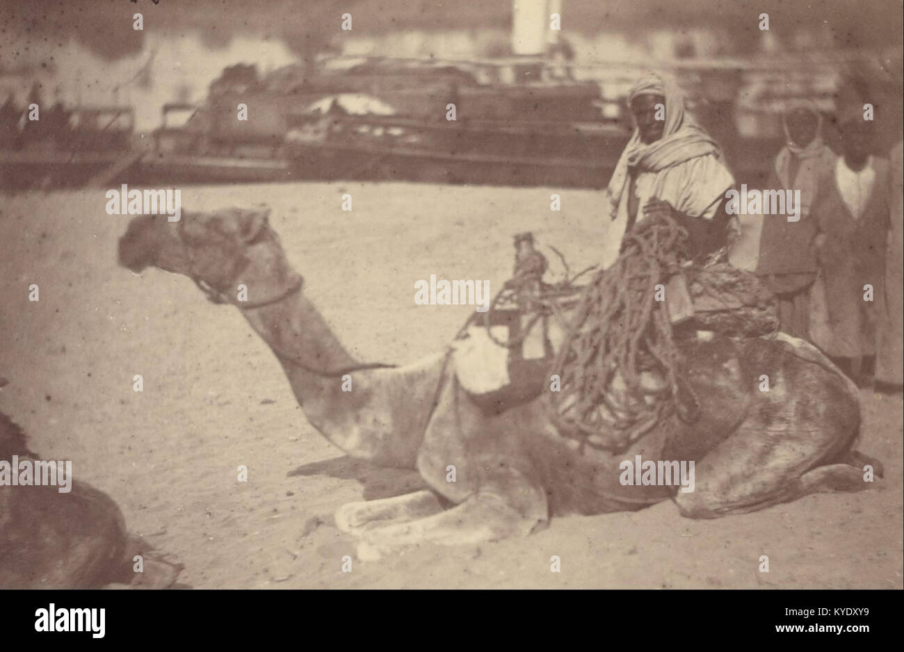 Théodule Devéria (French - (Camel with Native Men on the Bank of the ...