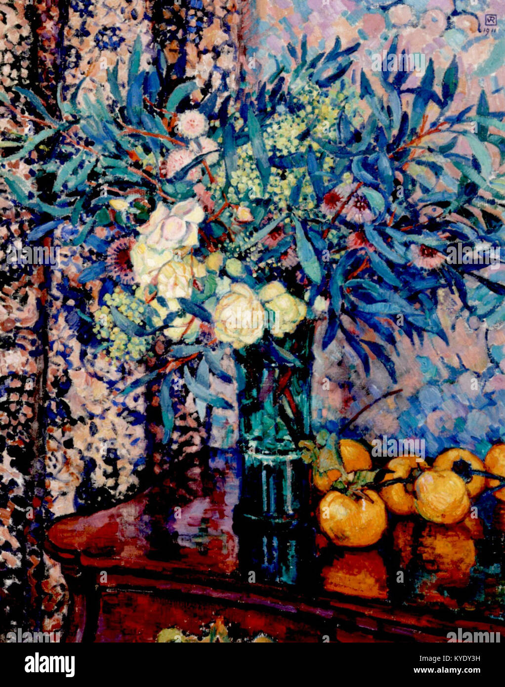 Théo van Rysselberghe - Yellow Roses, Persimmons and Mimosas ...