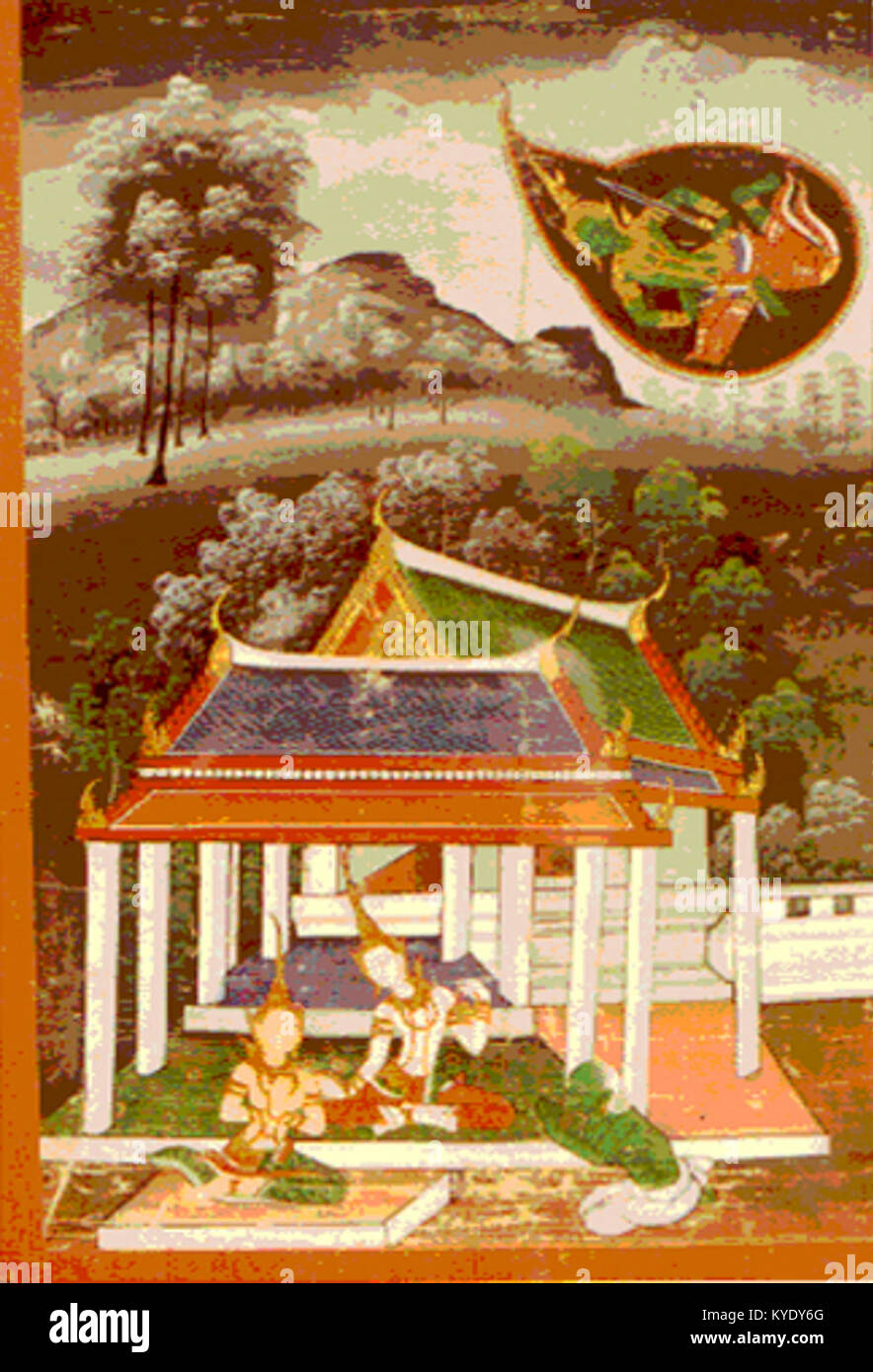 Thai painting illustrating Chapter 10 of the Vessantara Jataka, showing ...