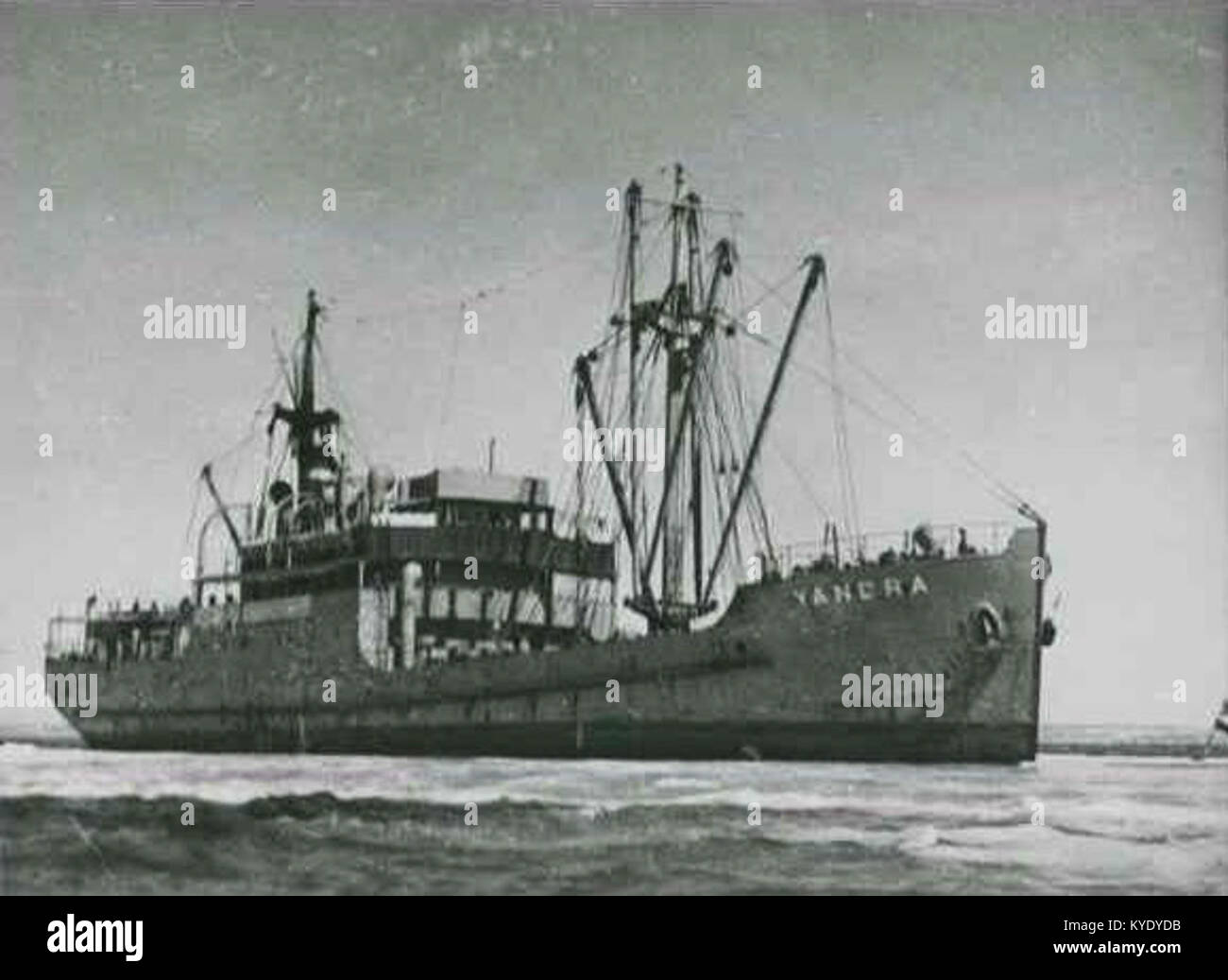 A black-and-white photograph of the S.S. Yandra, a ship from the early ...