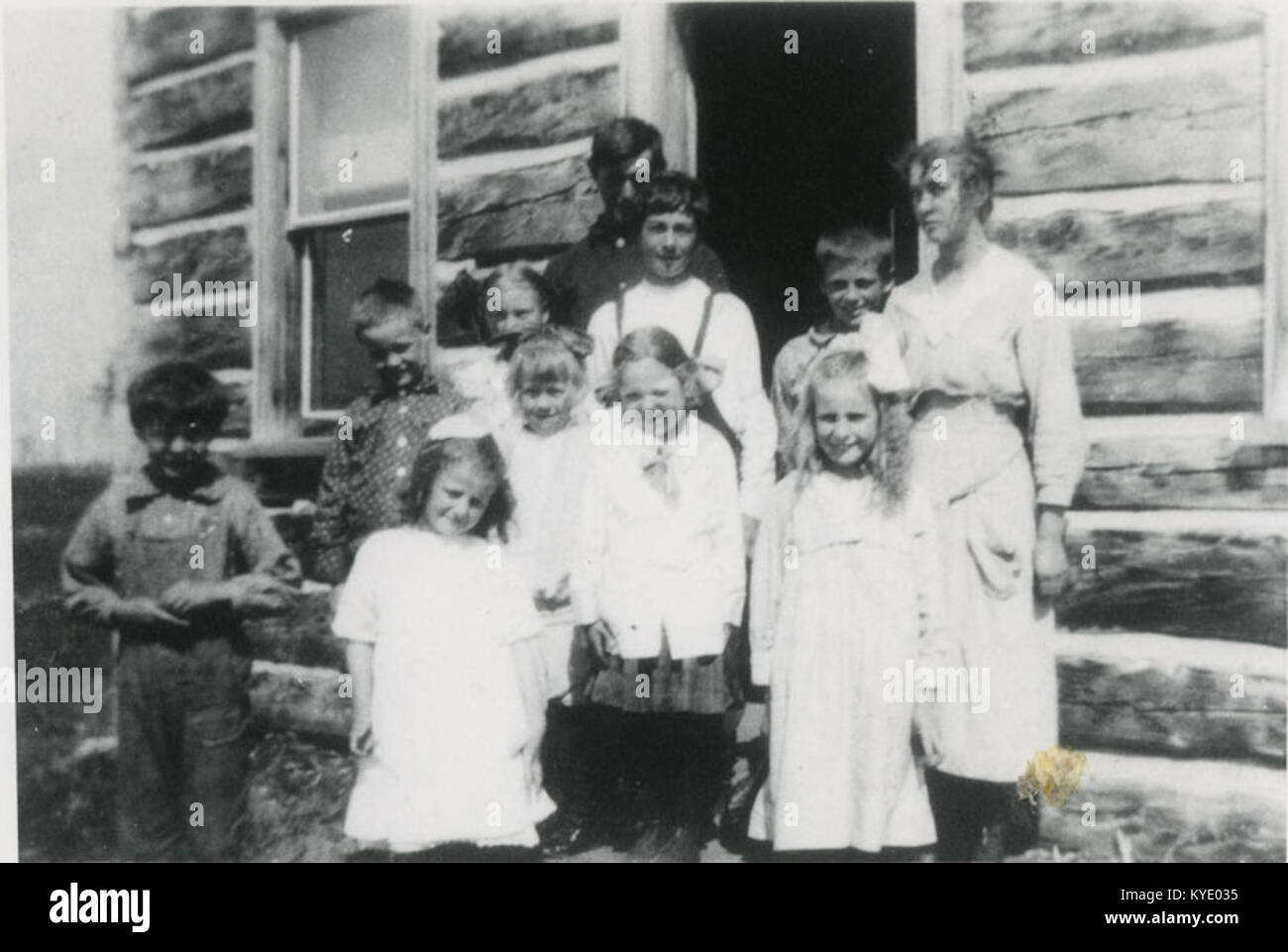 This photograph captures the first class at Somme School in 1918, a ...