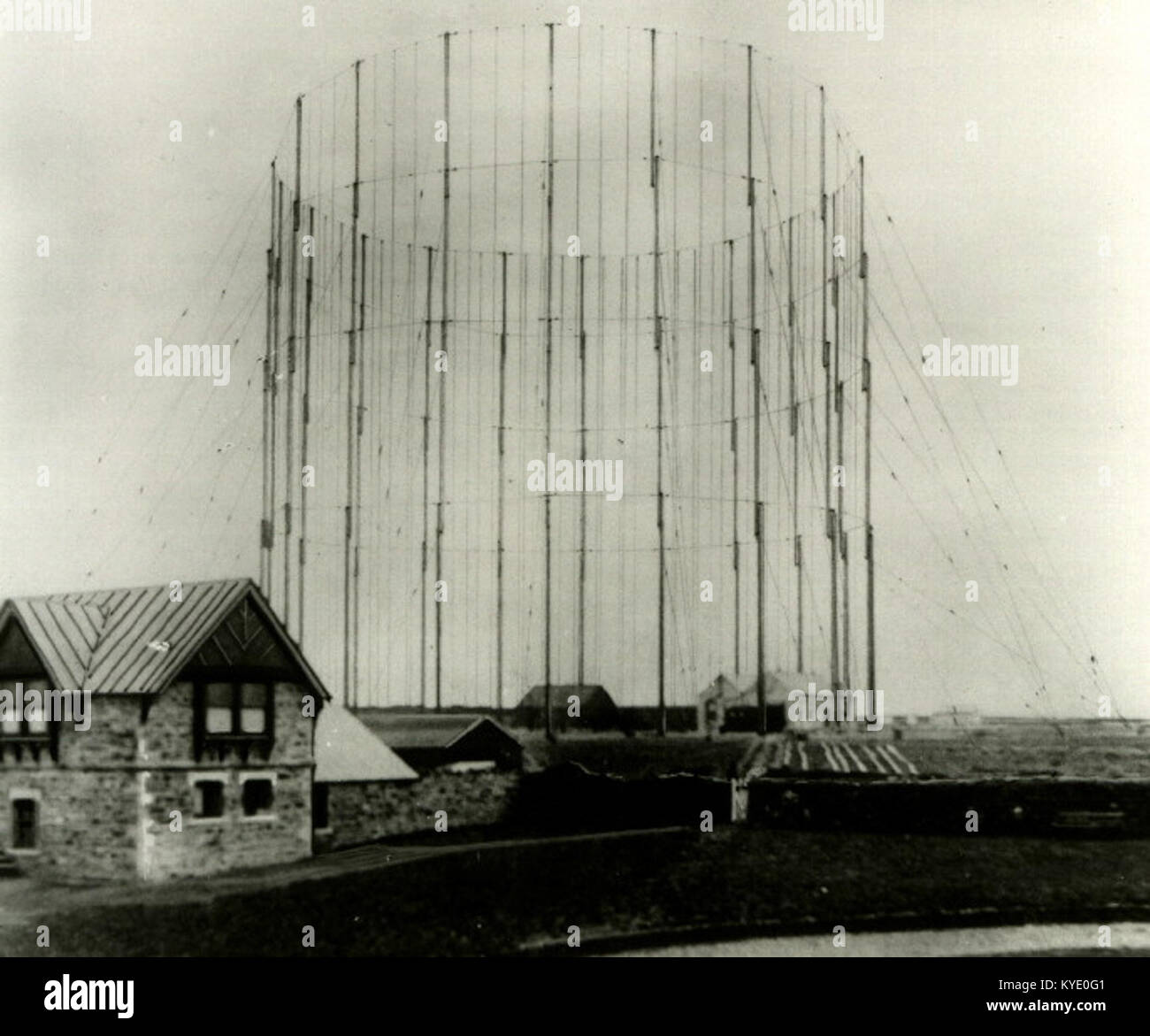 A photograph of the first antenna system built by the Marconi Company ...