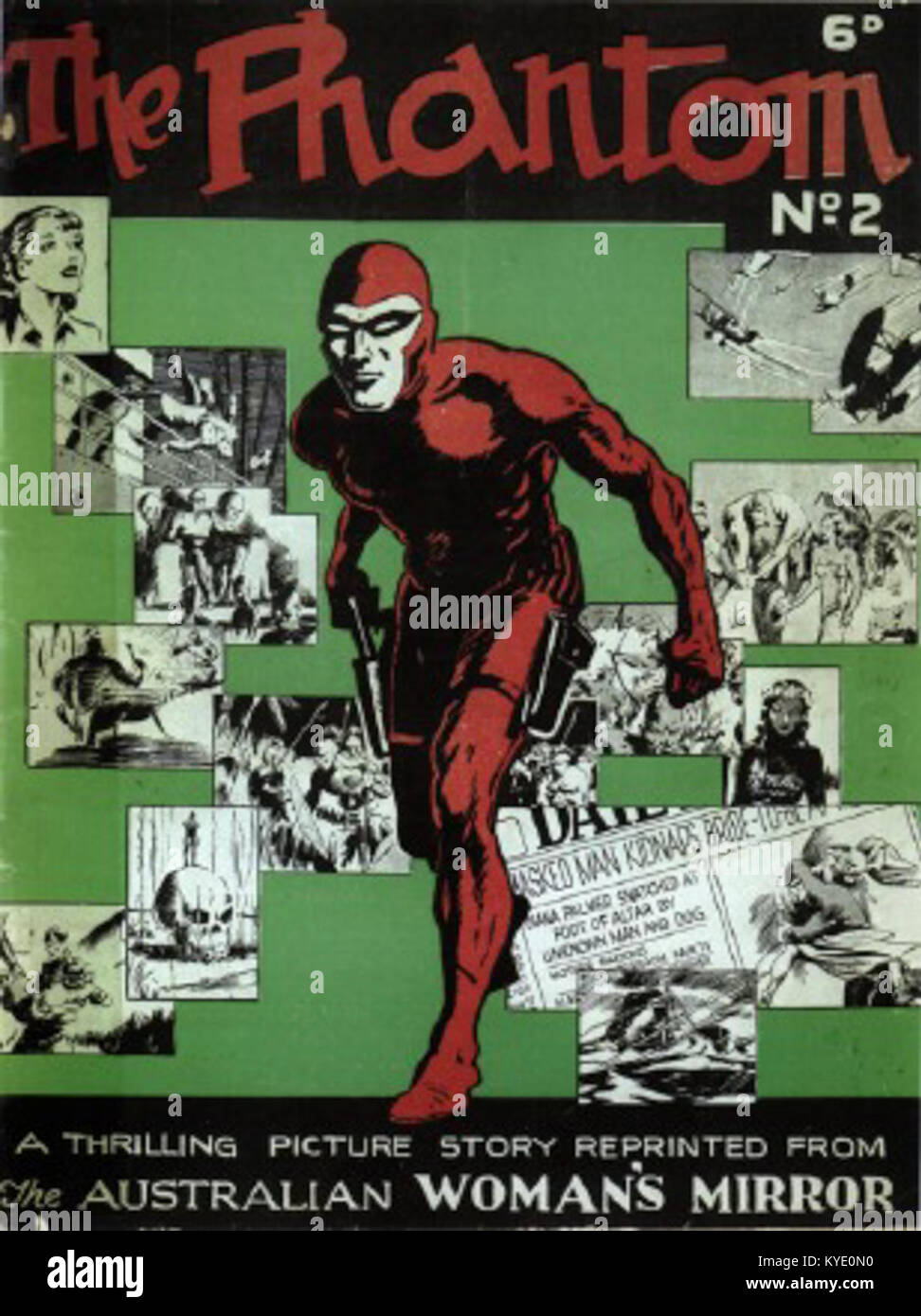 A depiction of the character 'The Phantom' featured in the Australian ...