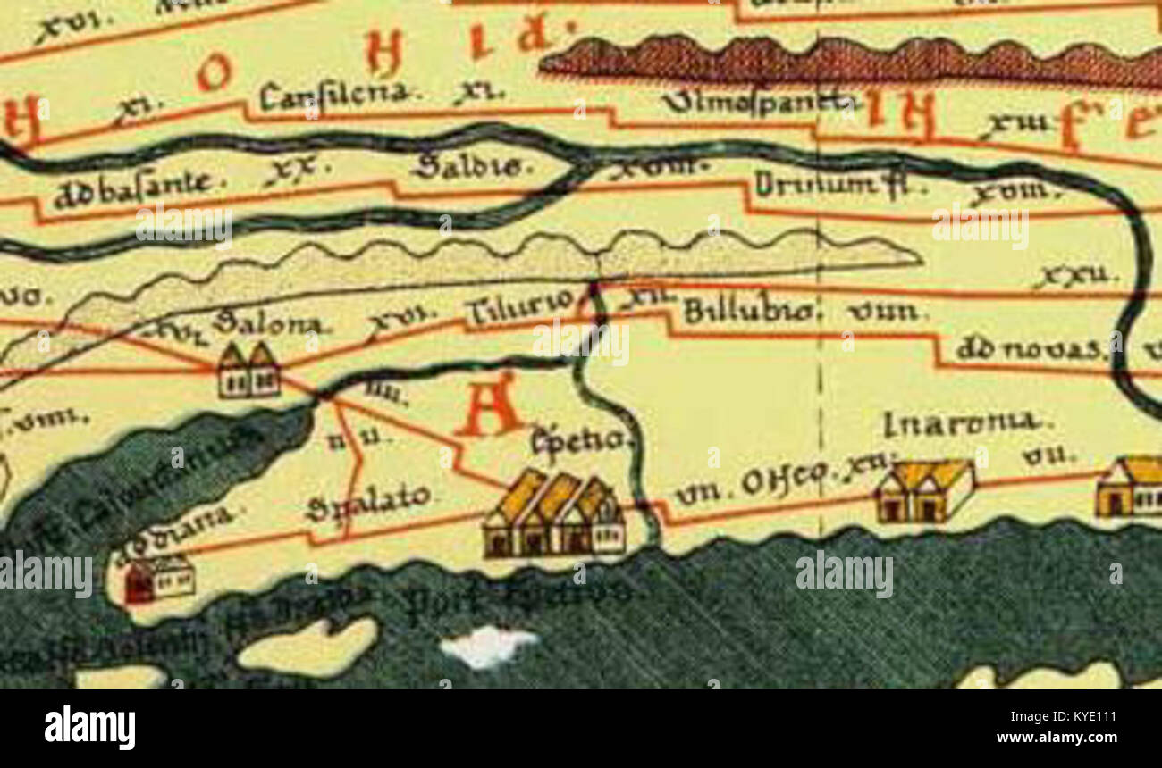 A section of the ancient Roman road map known as the Tabula ...