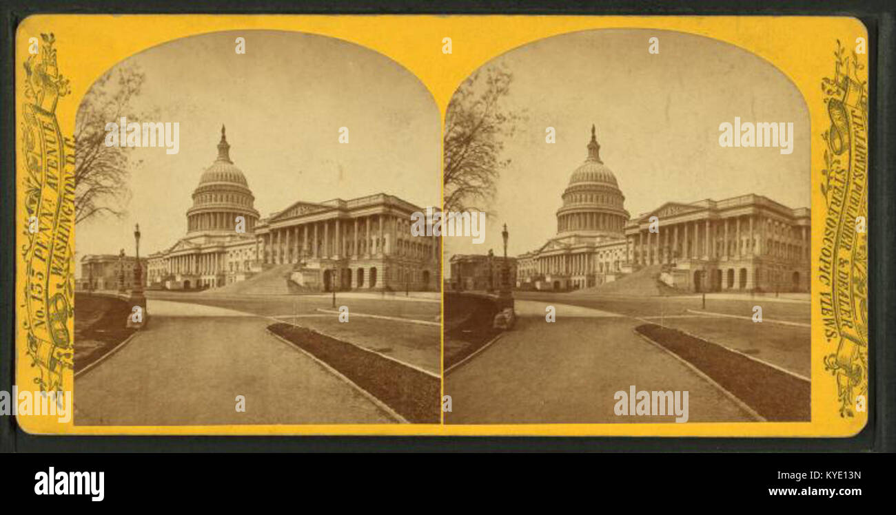 Photograph by John F. Jarvis from the 1850s showing the U.S. Capitol in ...