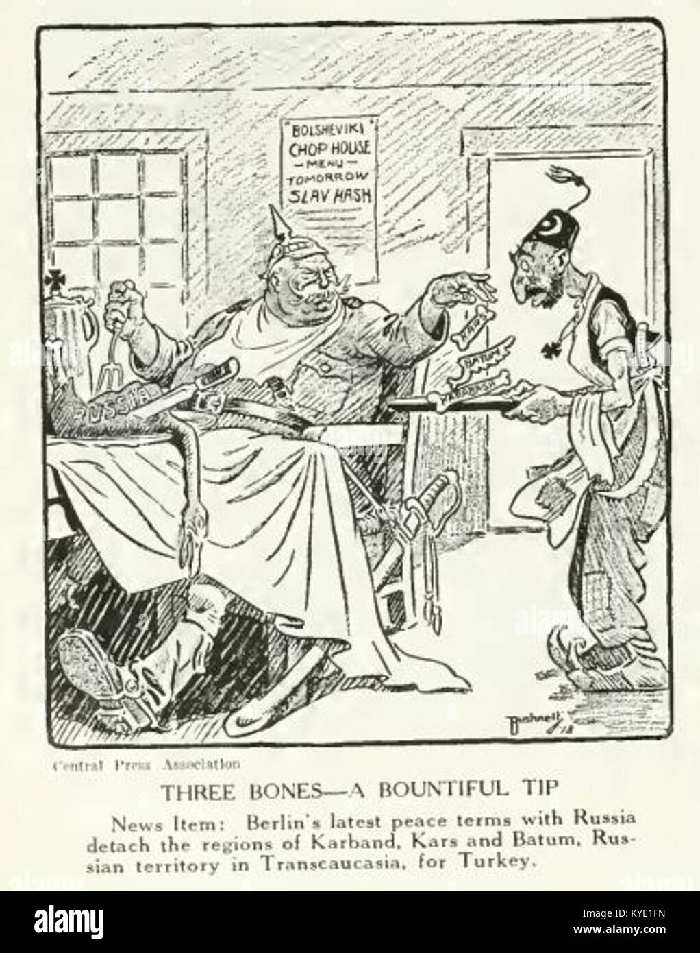 This caricature by Bushnell from 1918, titled 'Three Bones-a Bountiful ...