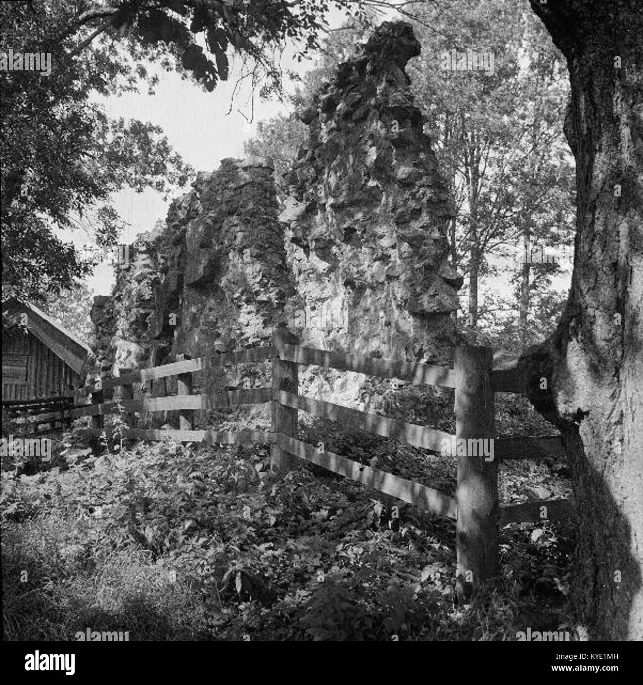 Photograph of Husbyborg Church ruins in Tierp, Sweden, documenting the ...