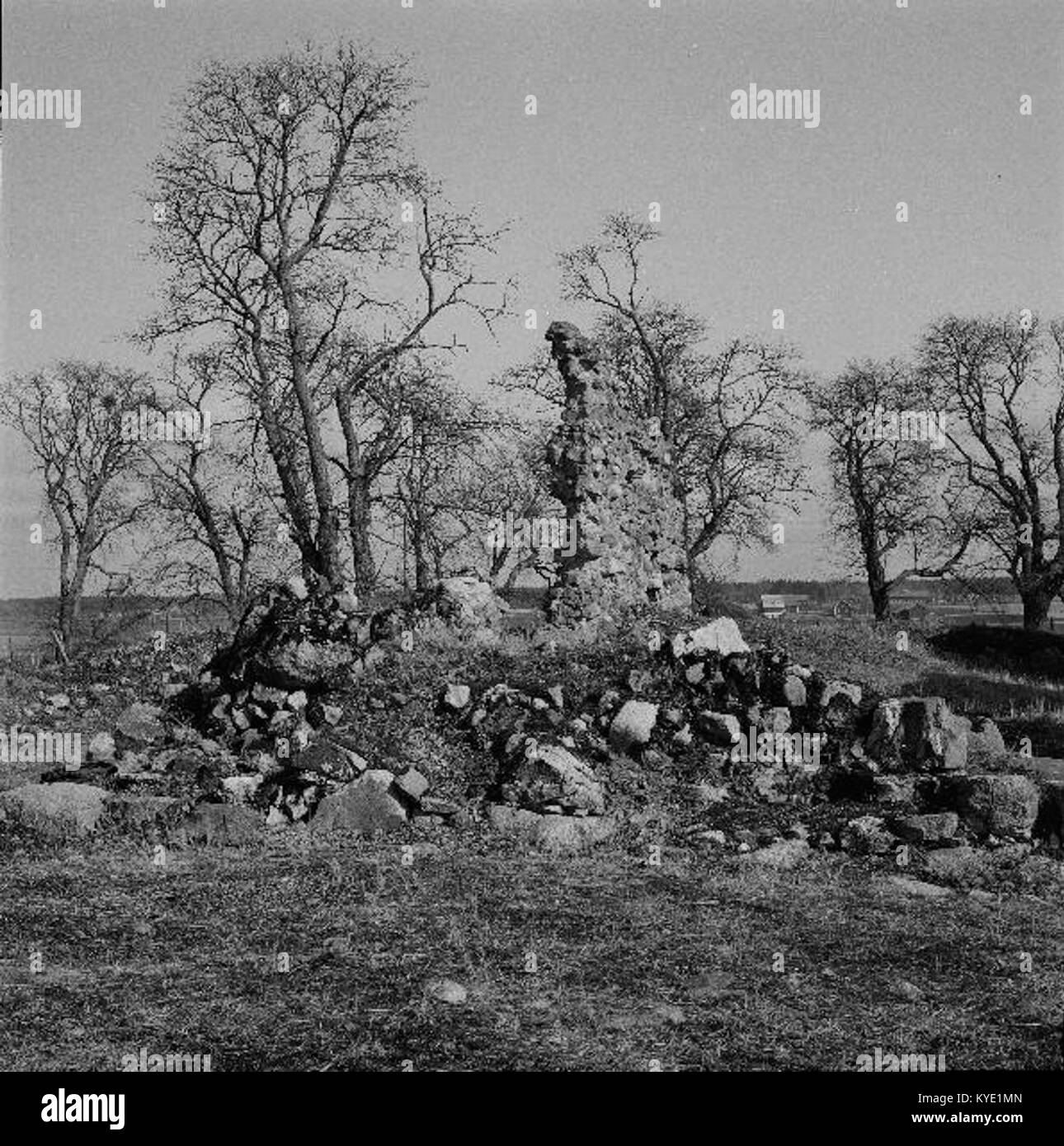 A photograph of the Husbyborg church ruins in Tierp, Sweden, part of ...