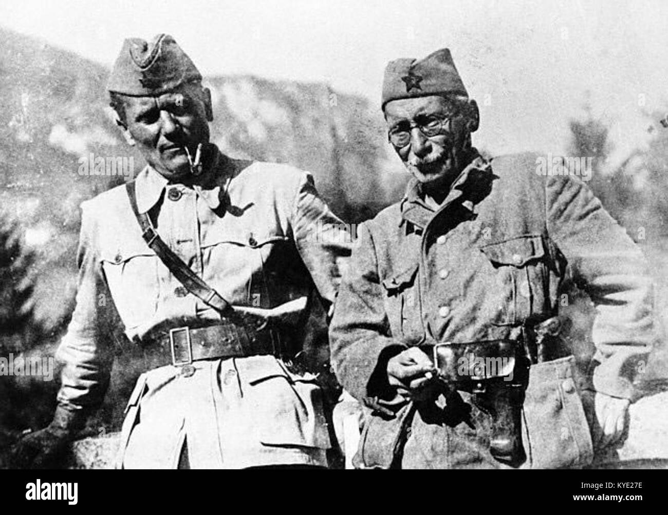 This photograph from 1942 features Josip Broz Tito and Mosa Pijade ...