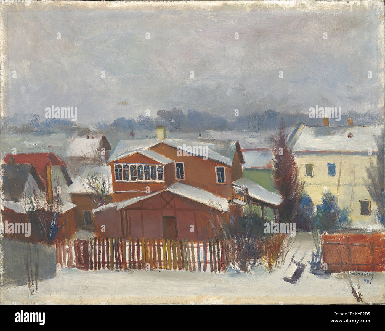 A painting by Albert Toomapoeg titled 'Motiiv Tartu,' depicting a view ...