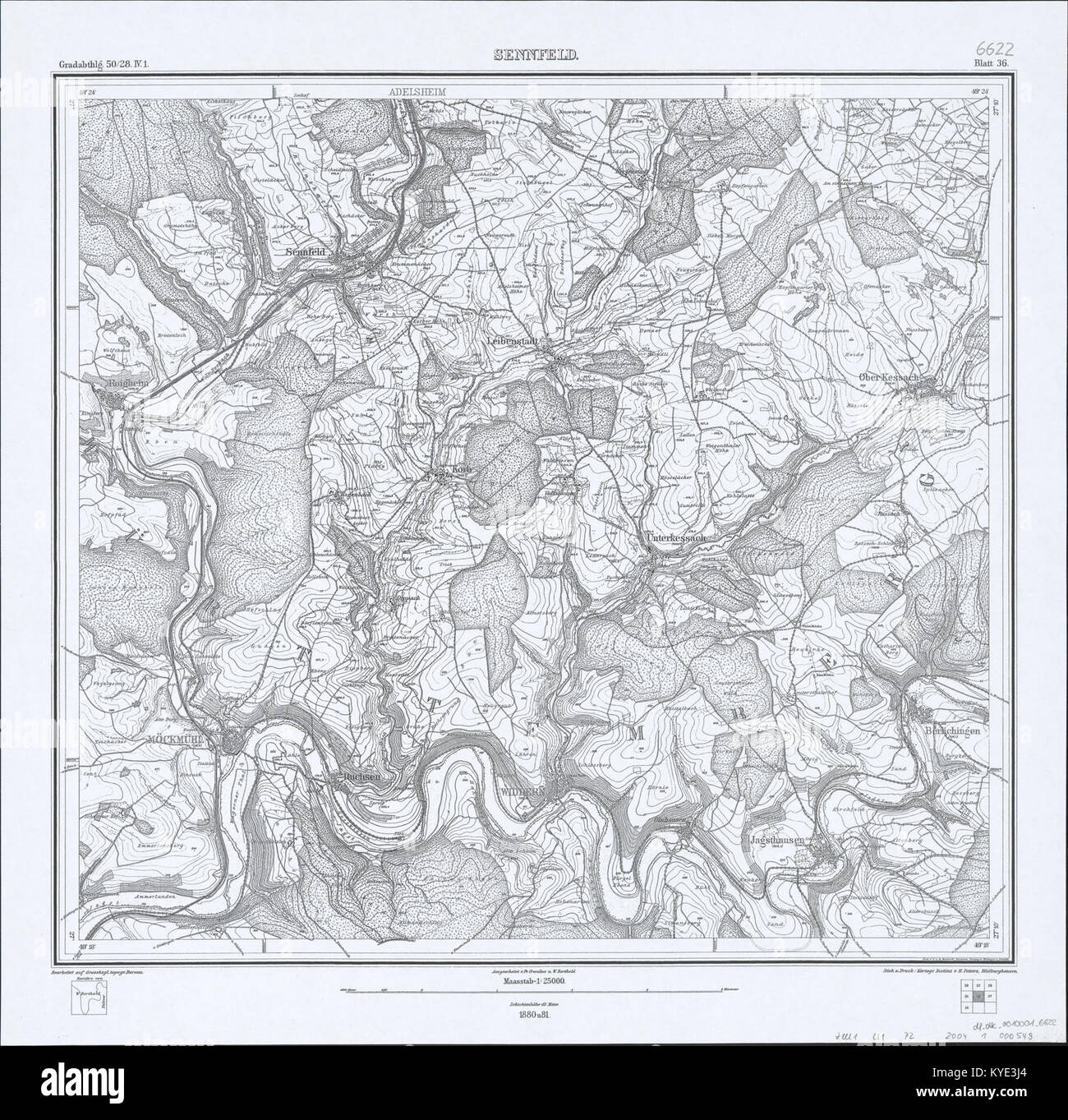 This topographic map of Sennfeld, created in 1880/81, provides detailed ...