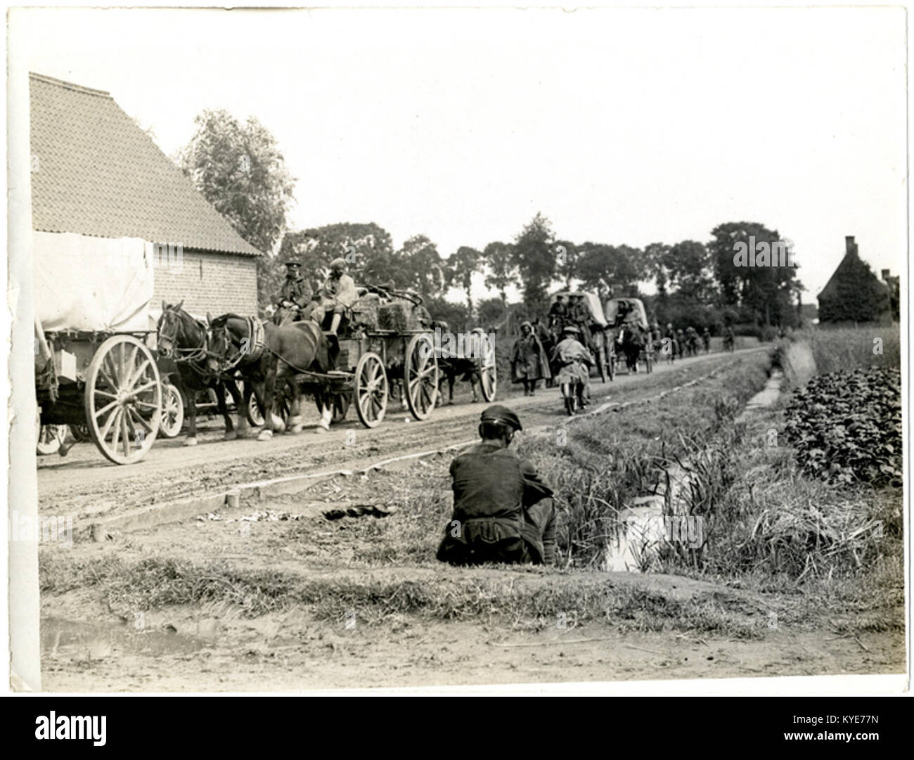 This historical photograph shows French sappers and miners marching ...