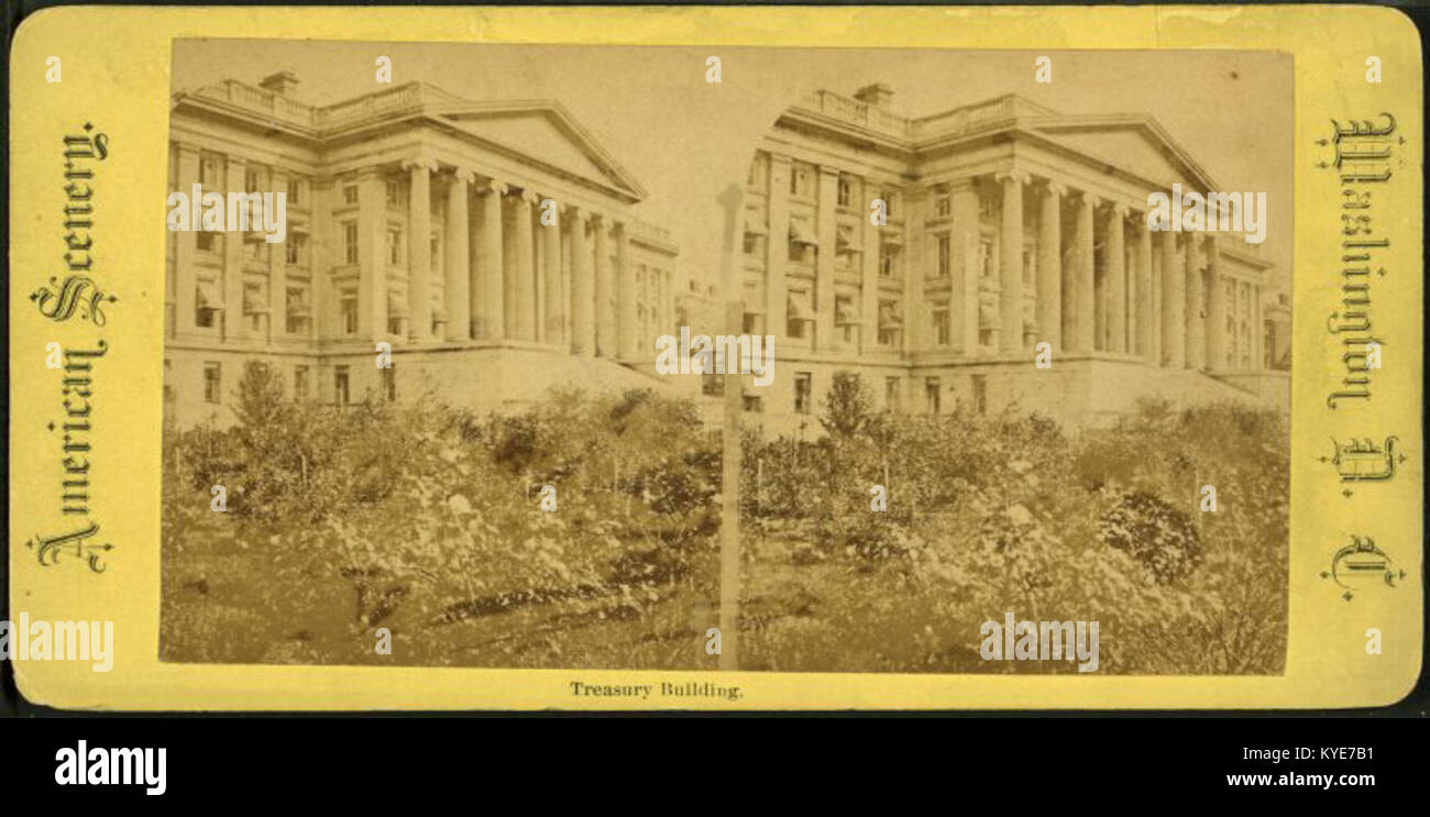 Stereoscopic photograph showing the Treasury Building in Washington, D ...