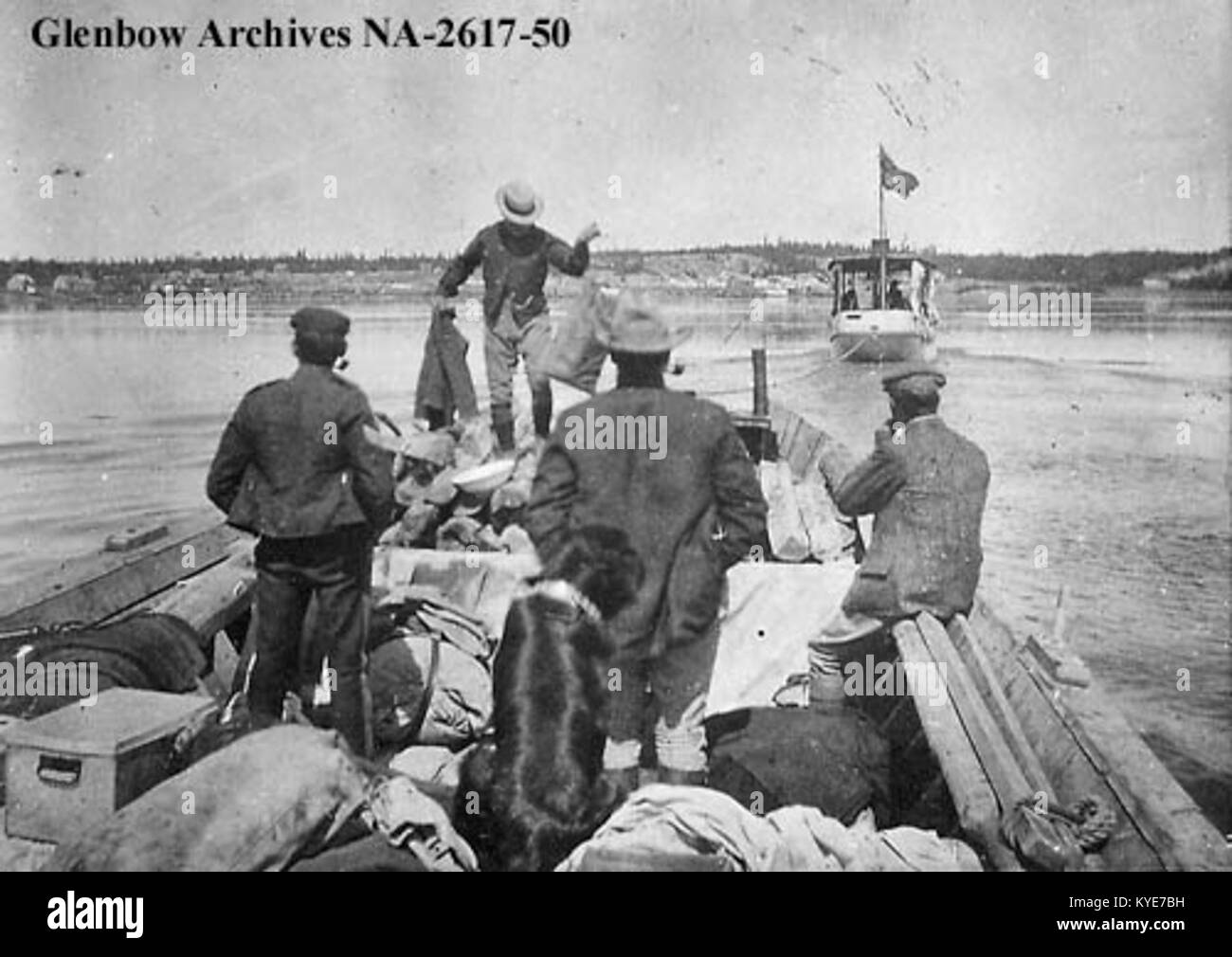 Treaty Party No. 8 being towed across Great Slave, 1903-1906 Stock ...