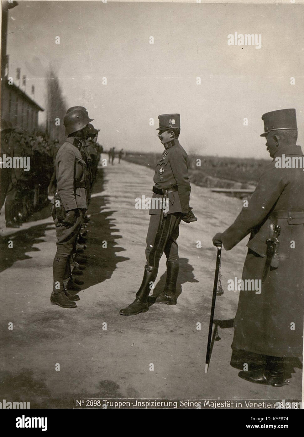 A 1918 photograph showing the inspection of troops by His Majesty in ...