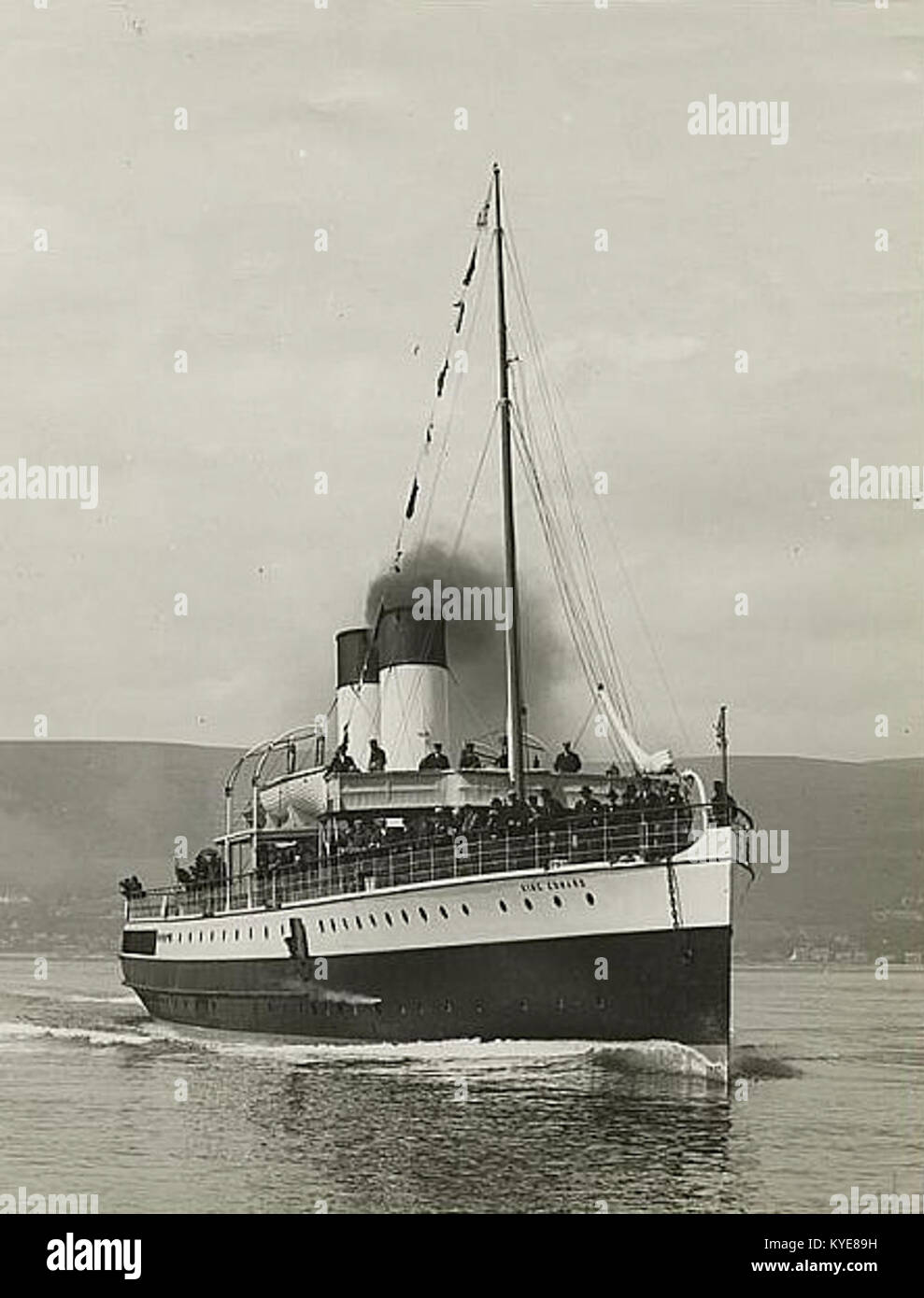 The steam turbine ship TS King Edward is shown on trials with the ...