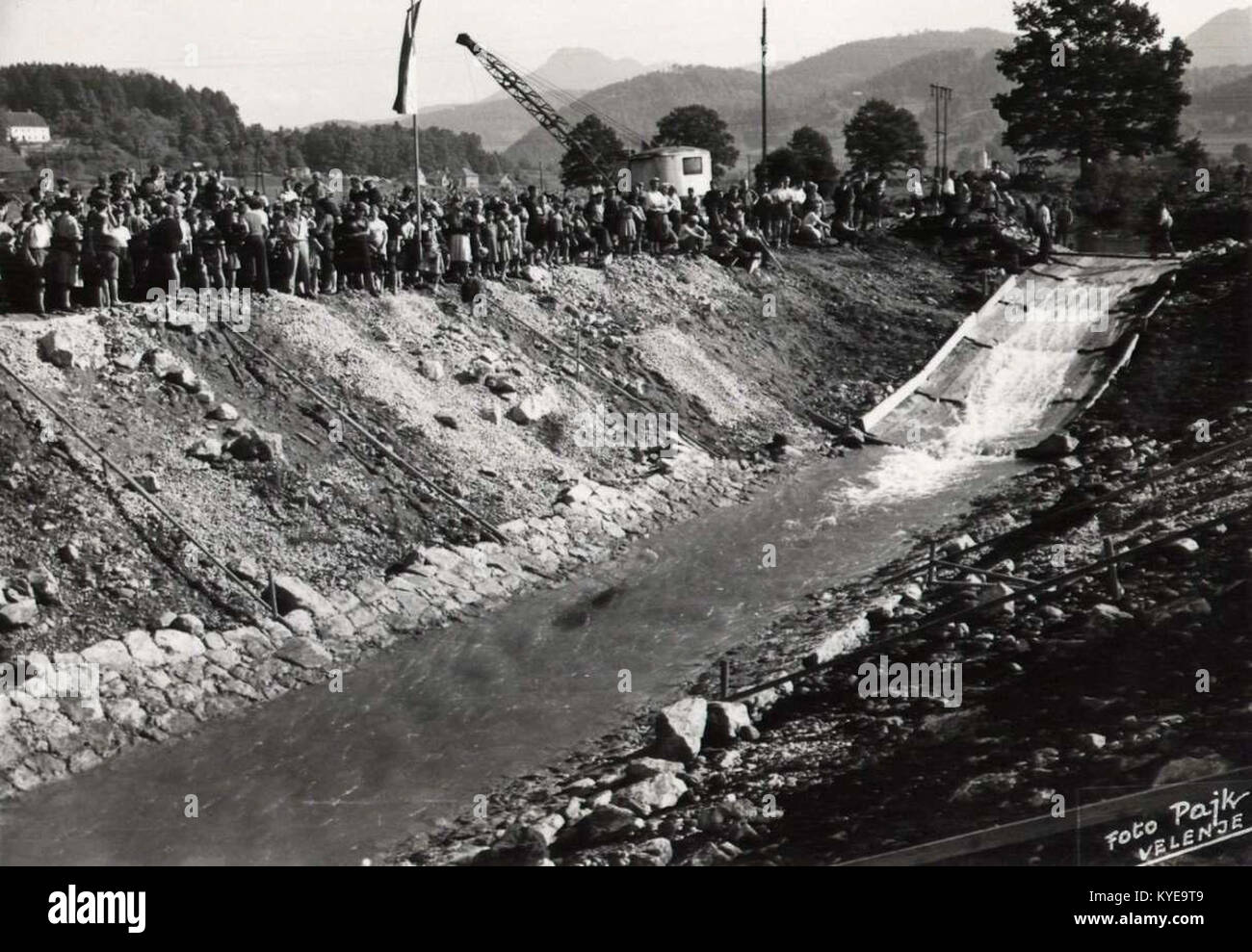 A 1957 photograph documenting the control of the Paka River, showcasing ...