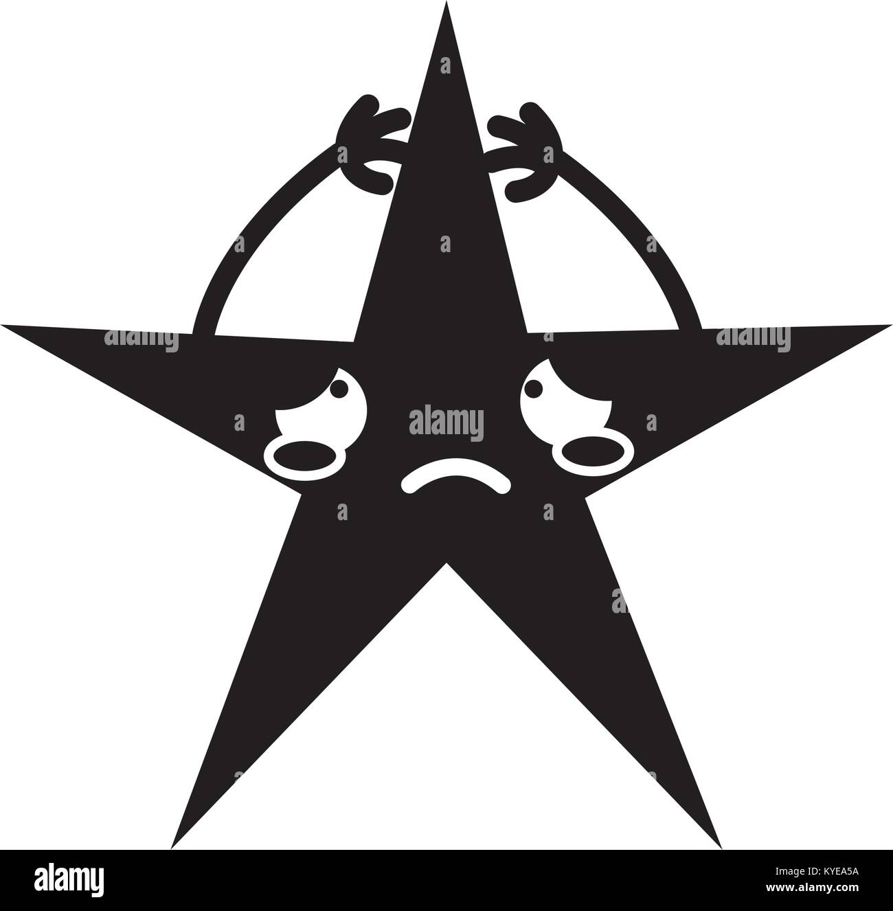 contour crying shiny star kawaii with arms Stock Vector Image & Art - Alamy