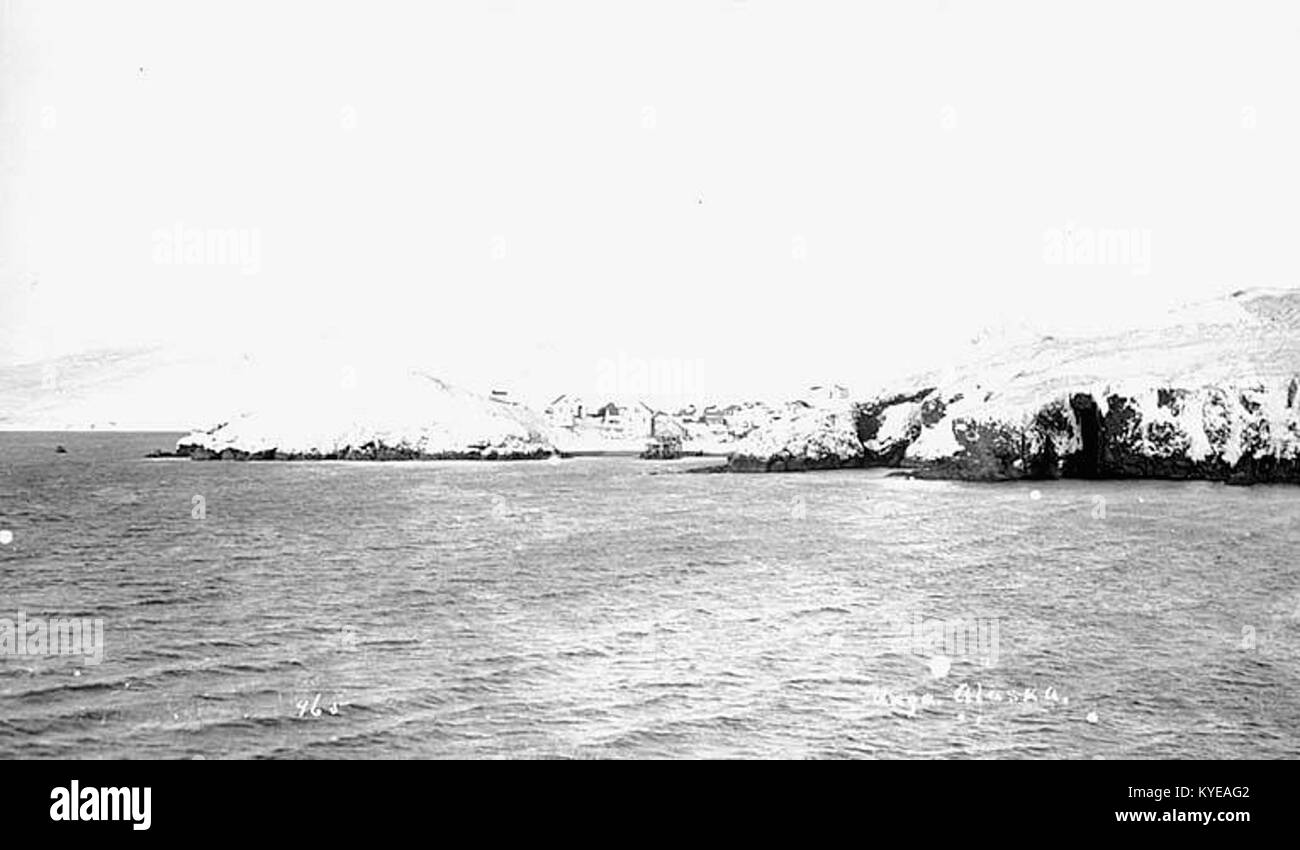 A circa 1912 photograph of Unga Island and its harbor, capturing the ...