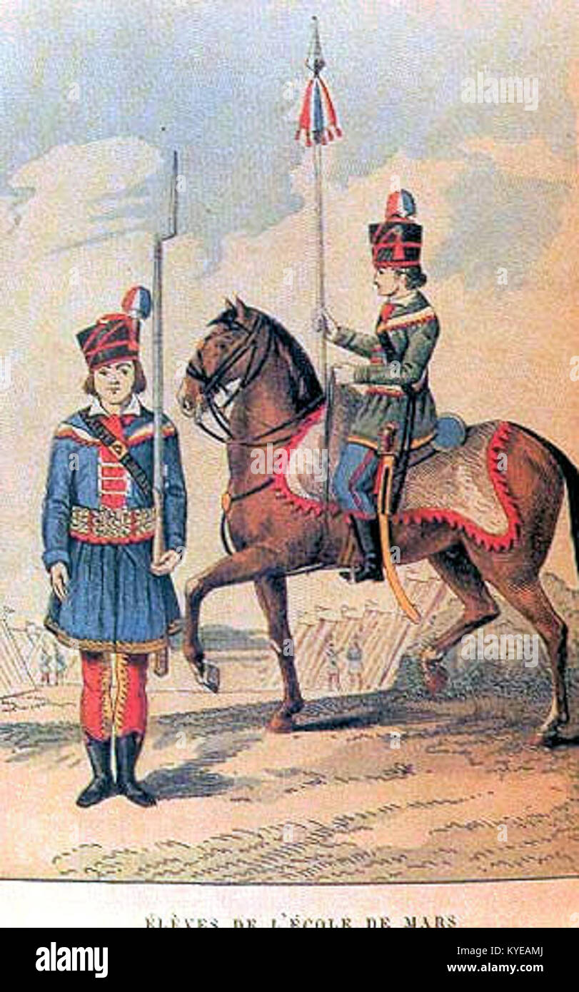 This image showcases the uniforms of the École de Mars, a French ...