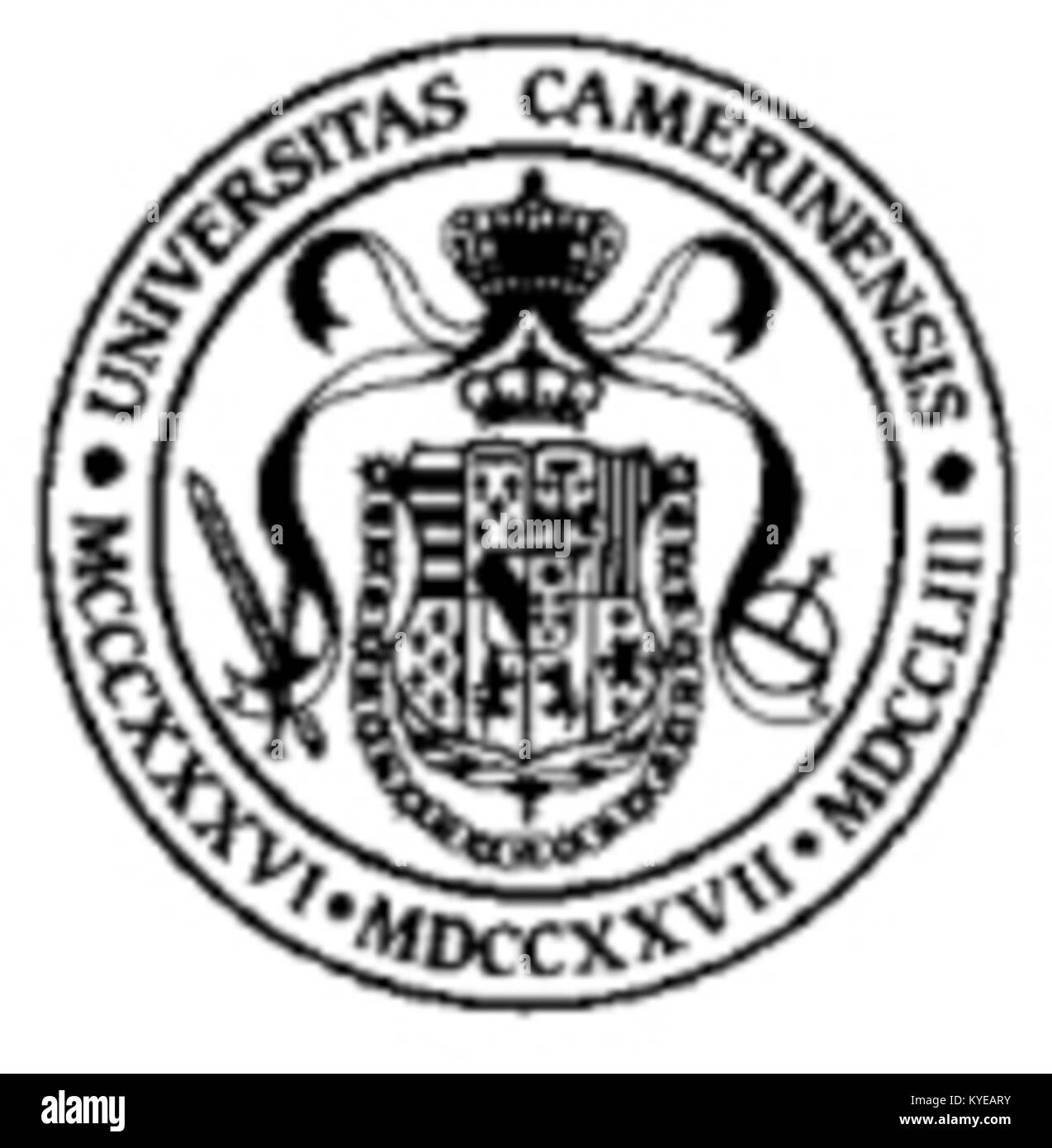 The logo of the Università di Camerino (Italy) is an emblematic seal ...