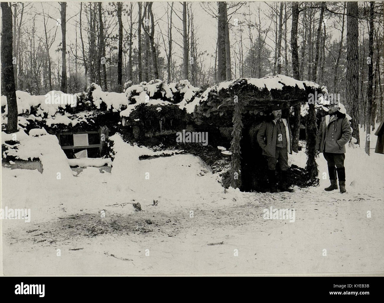 This image depicts a field shelter in the woods west of Chojny, built ...