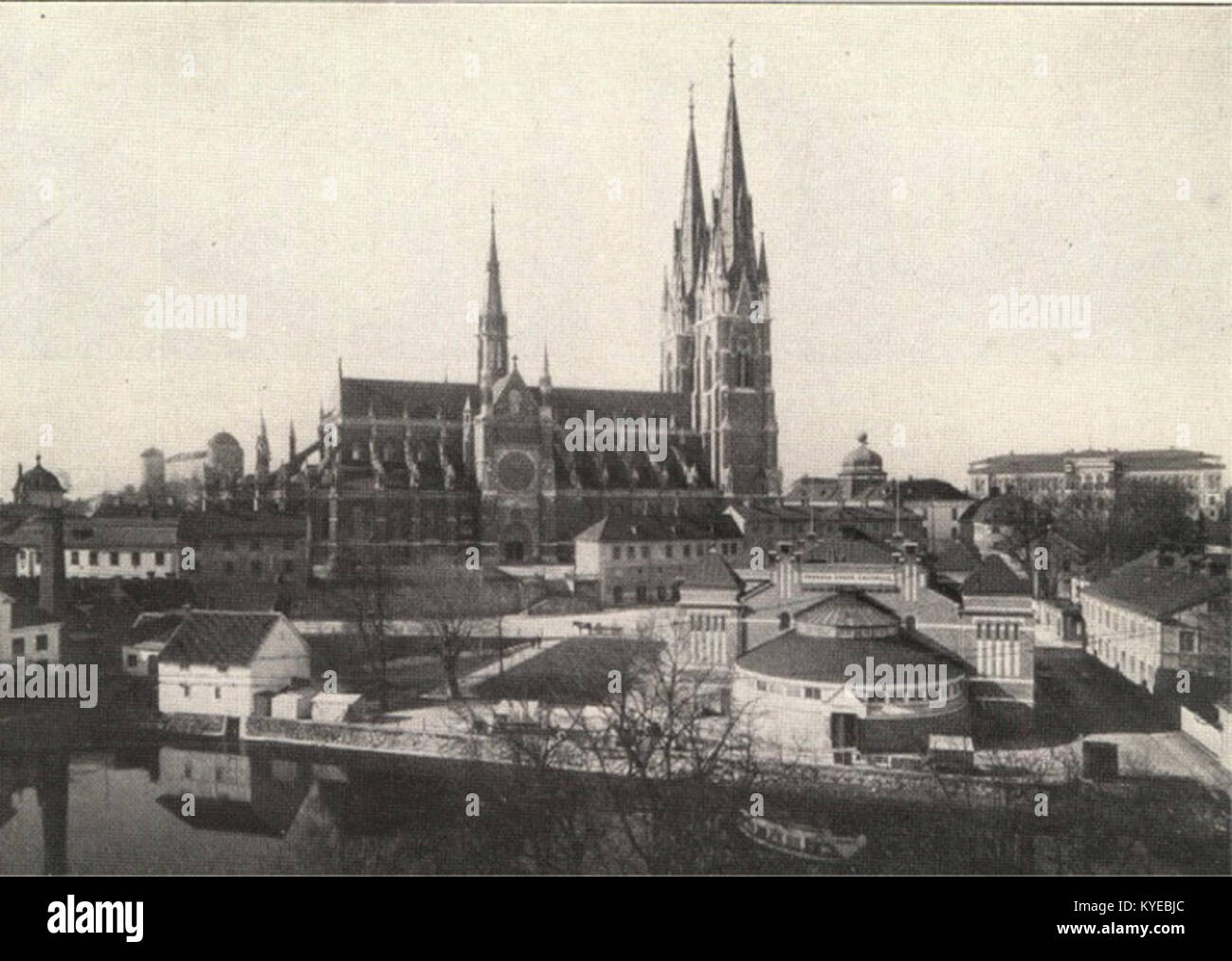 This historical image shows a view of Uppsala, Sweden, from 1920, with ...