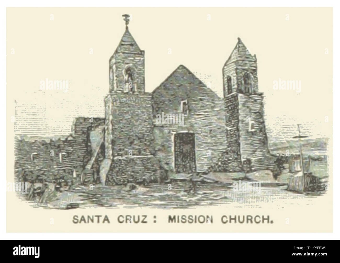 US-CA(1891) p073 SANTA CRUZ, MISSION CHURCH Stock Photo - Alamy