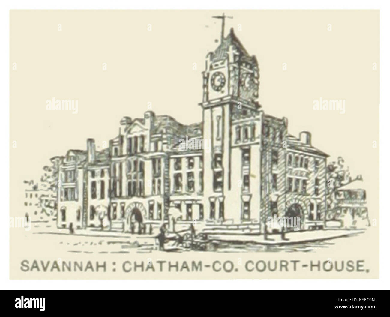 Illustration from 1891 depicting the Chatham County Courthouse in ...