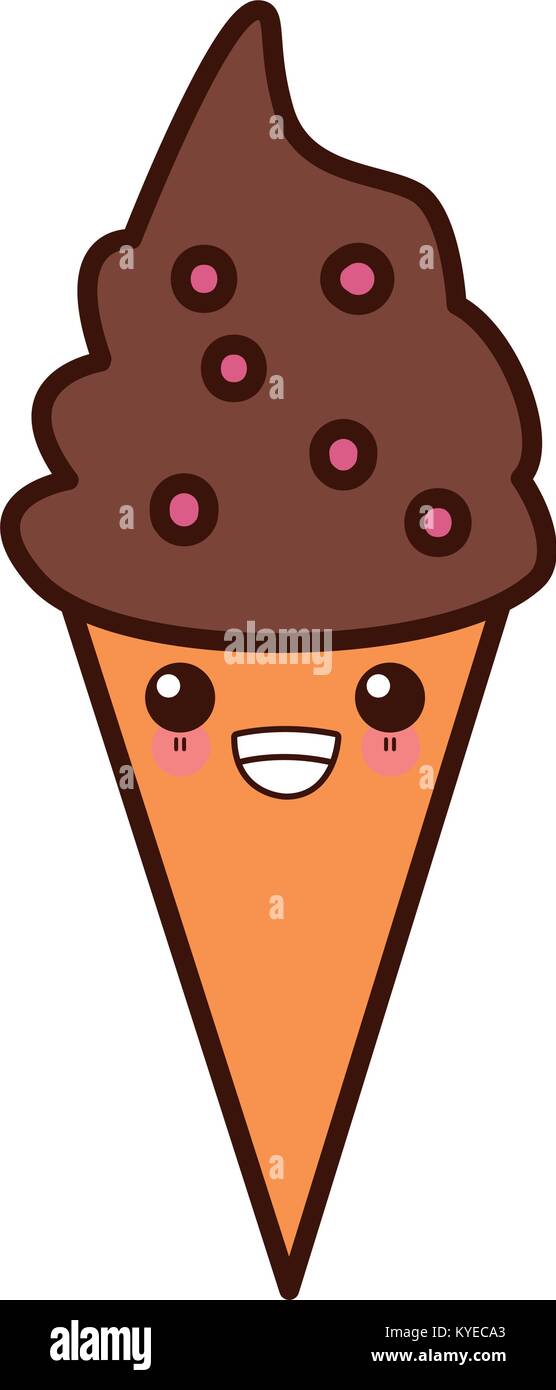 Ice Cream Cone Cute Kawaii Cartoon Stock Vector Image And Art Alamy