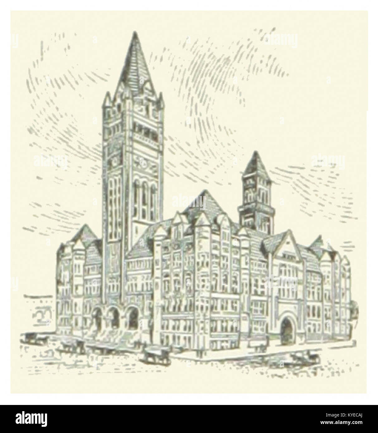 This historical photograph from 1891 captures the Minneapolis City Hall ...