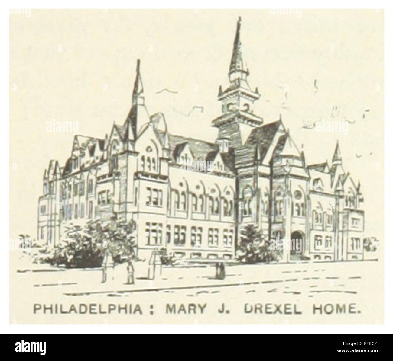 This historical photograph shows the Mary J. Drexel Building in ...