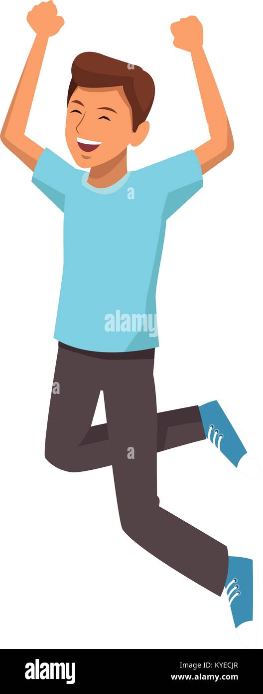 Man happy jumping cartoon Stock Vector Image & Art - Alamy