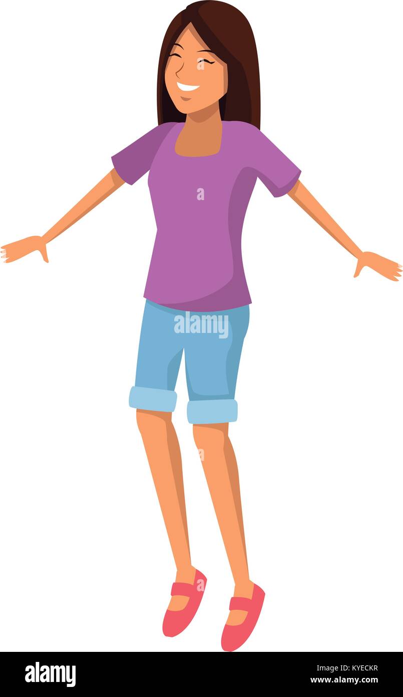 Woman happy jumping cartoon Stock Vector Image & Art - Alamy