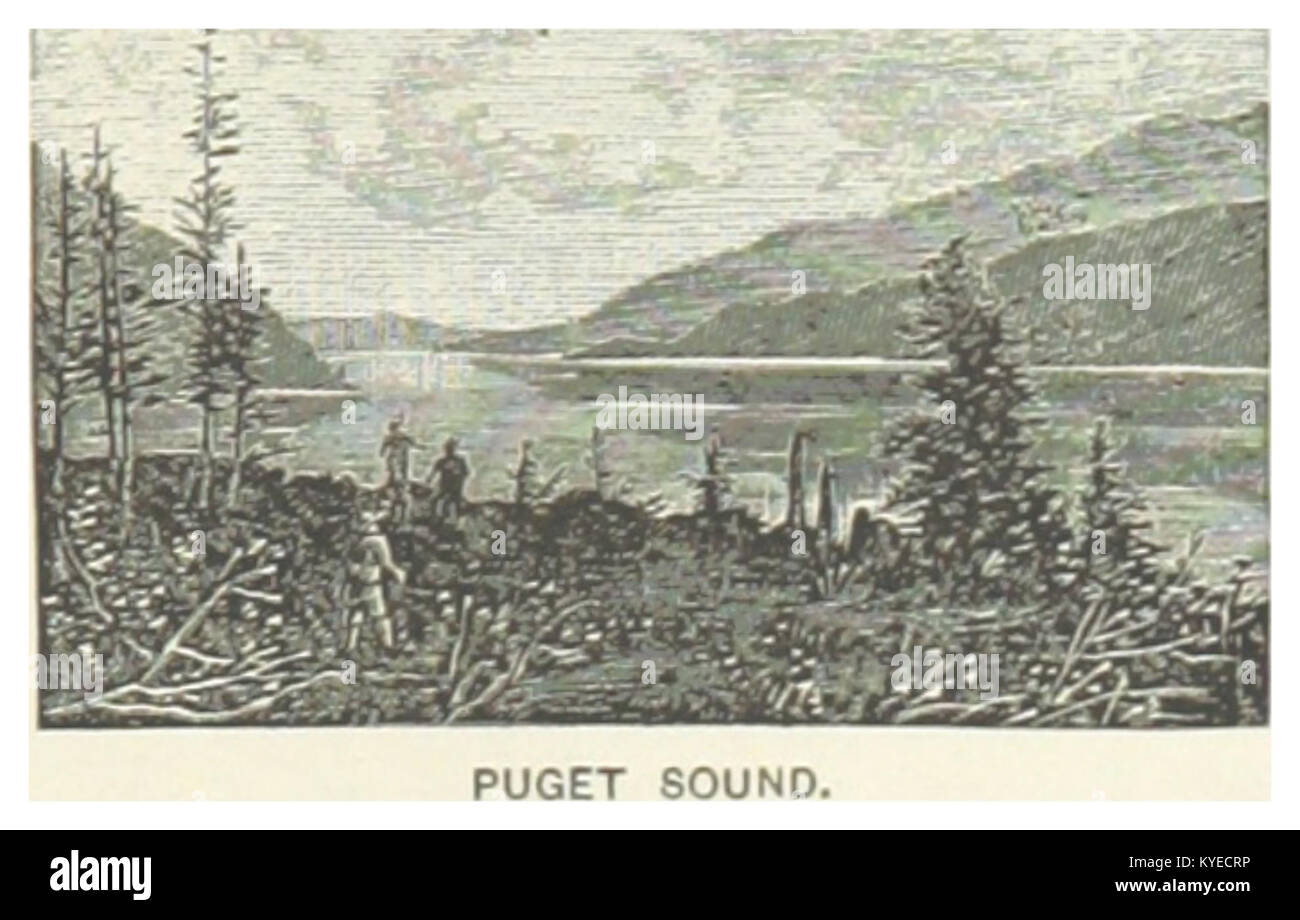 A historical 1891 map of Puget Sound, Washington, depicting coastal ...