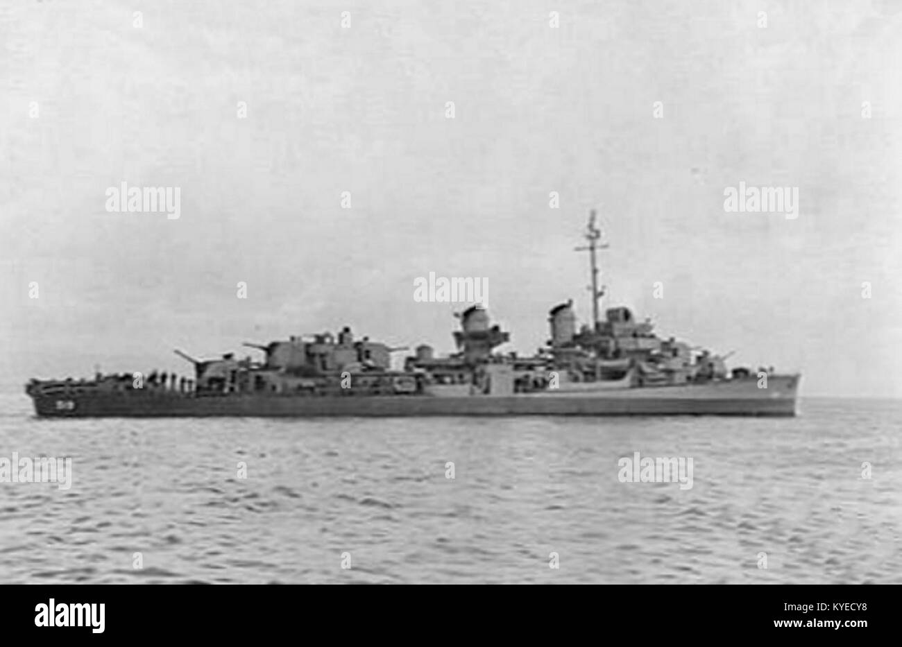 USS Daly (DD-519), a Fletcher-class destroyer, is seen underway during ...