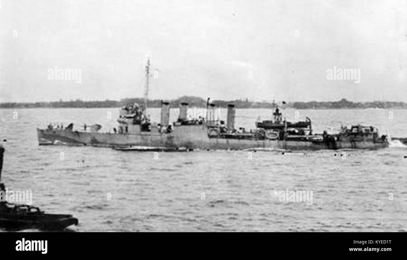The USS Pope (DD-225) in action during 1942, a United States Navy ...