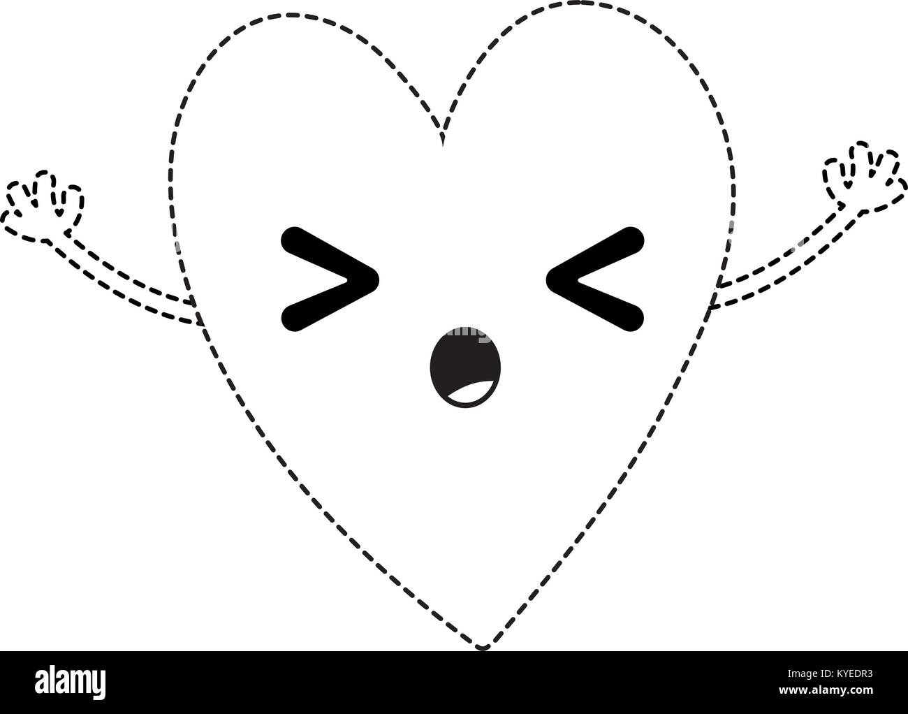 dotted shape cute sleeping heart kawaii with arms Stock Vector Image ...